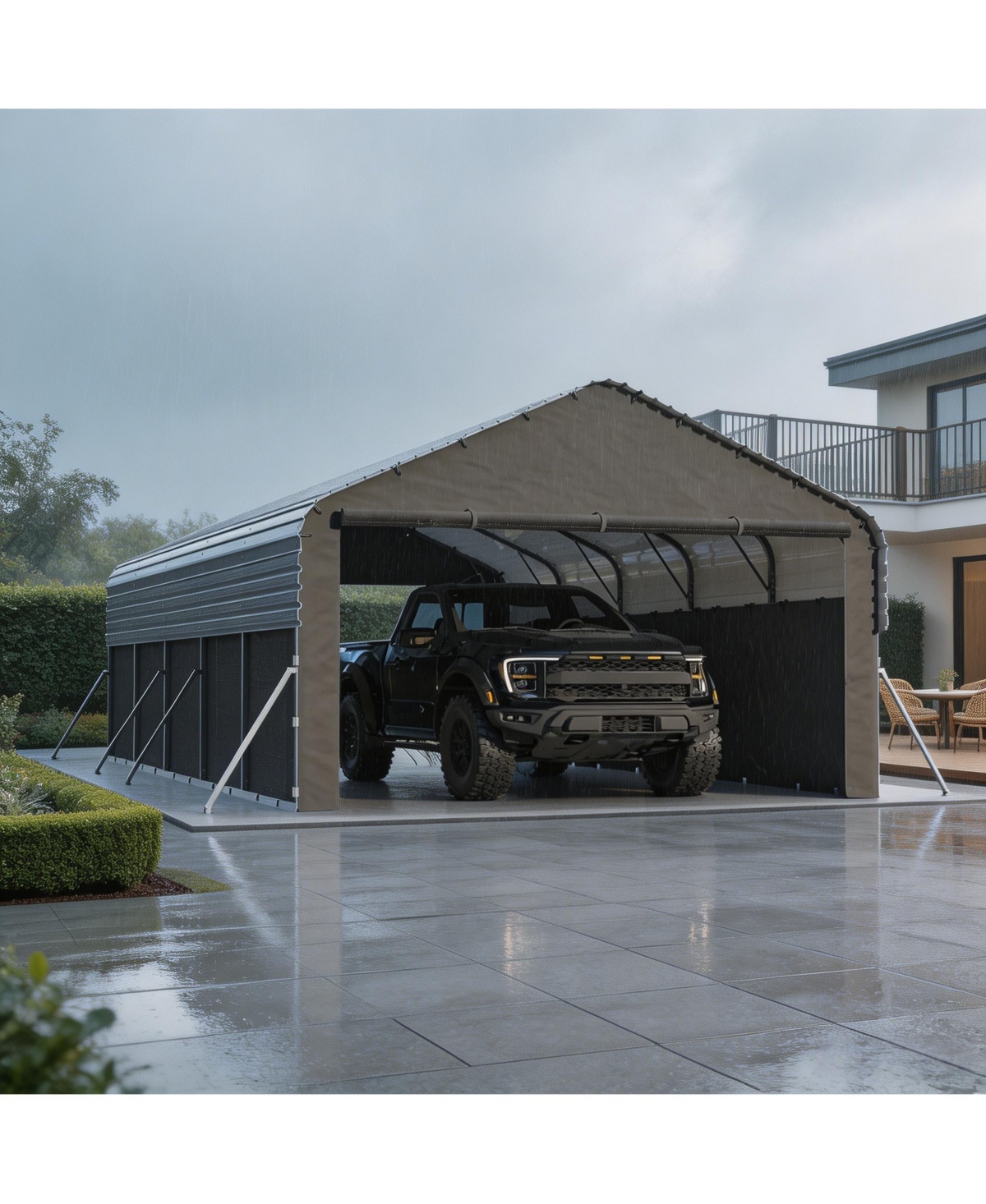 Click here for Homfan 12 x 25 feet Heavy Duty Metal Carport Galva... prices