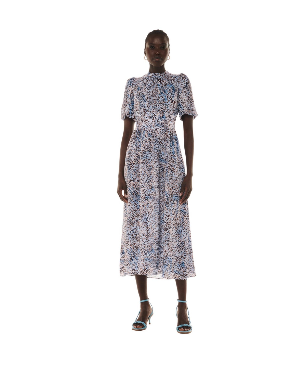 Click here for Whistles Womens High Neck Fit and Flare Midi Dress... prices