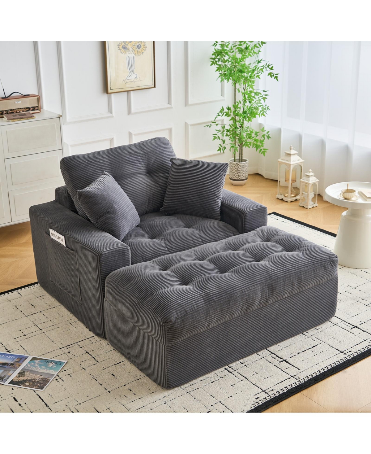 Click here for gaomon 63 inch Corduroy Chaise Lounge Chair No Ass... prices