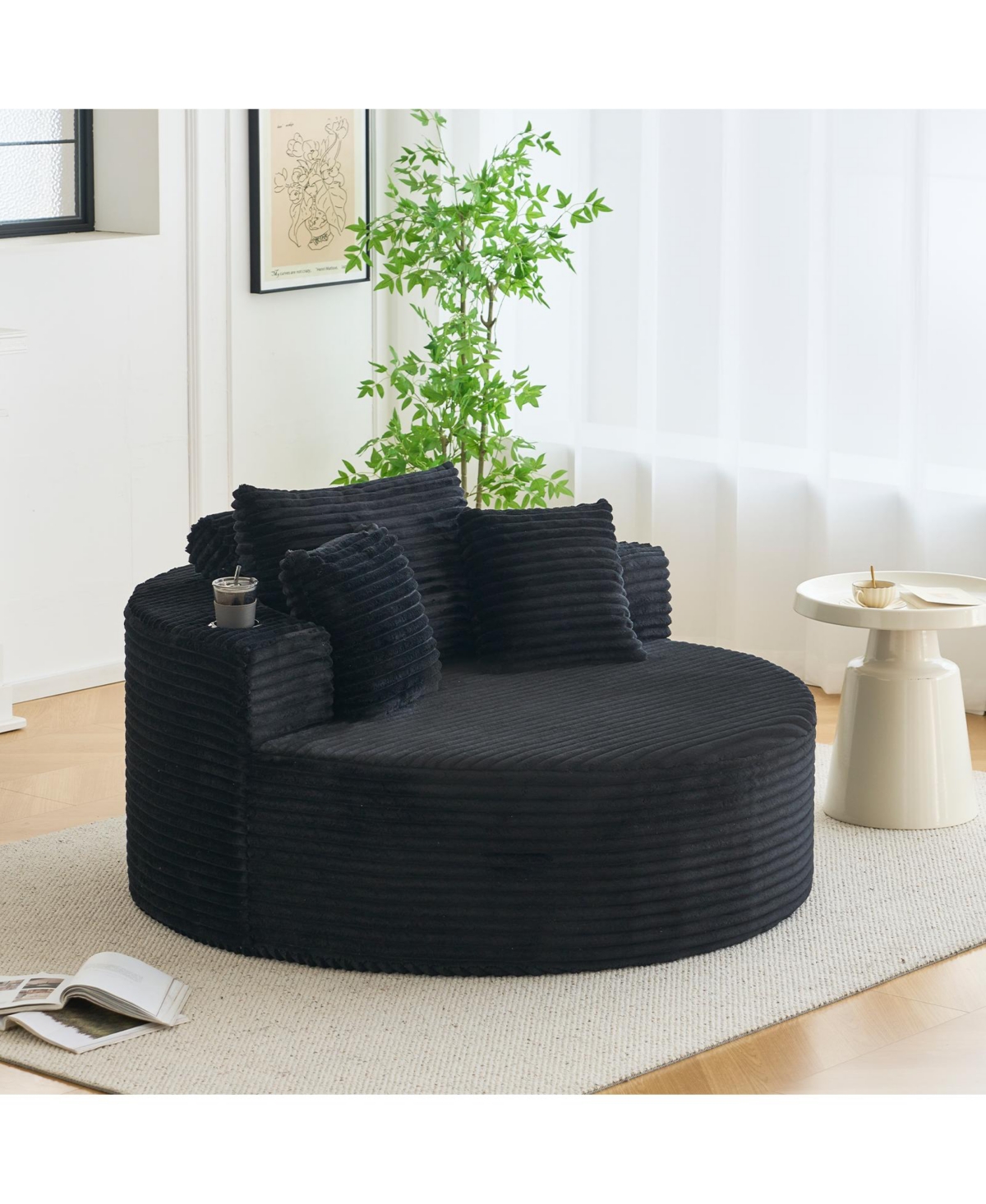 Click here for gaomon 55 inch Round Corduroy Sofa with Cup Holder... prices