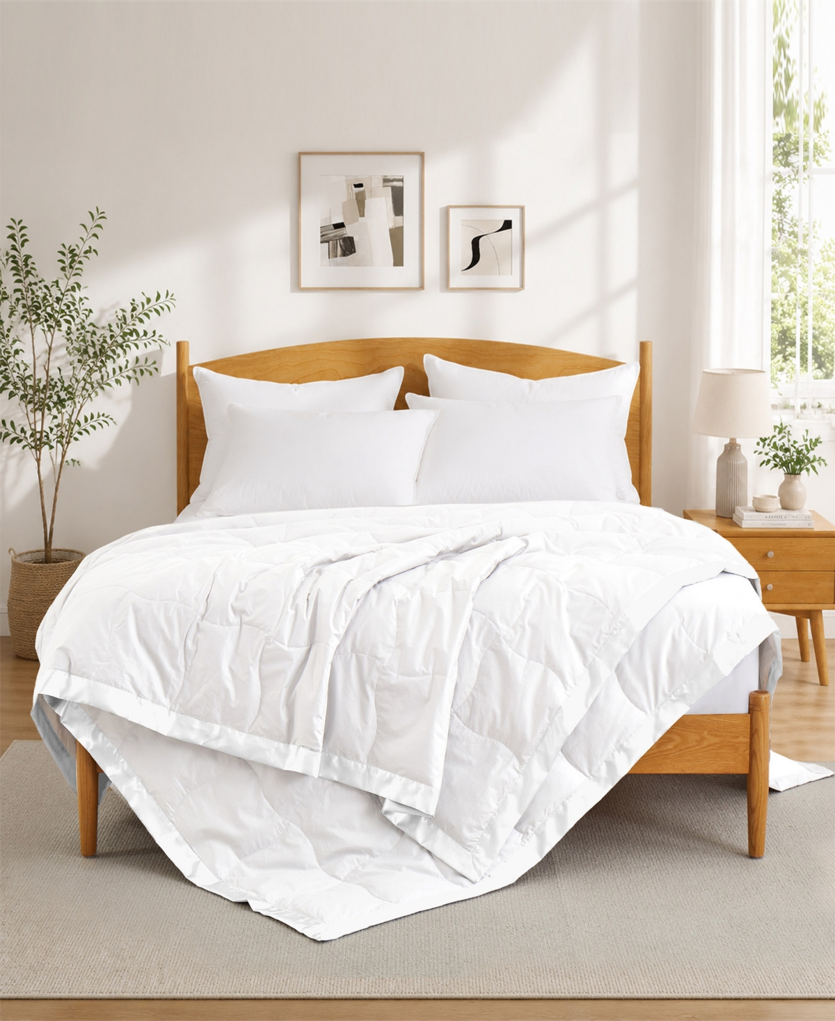 Click here for Unikome Oversized Lightweight Satin Trim Feather a... prices