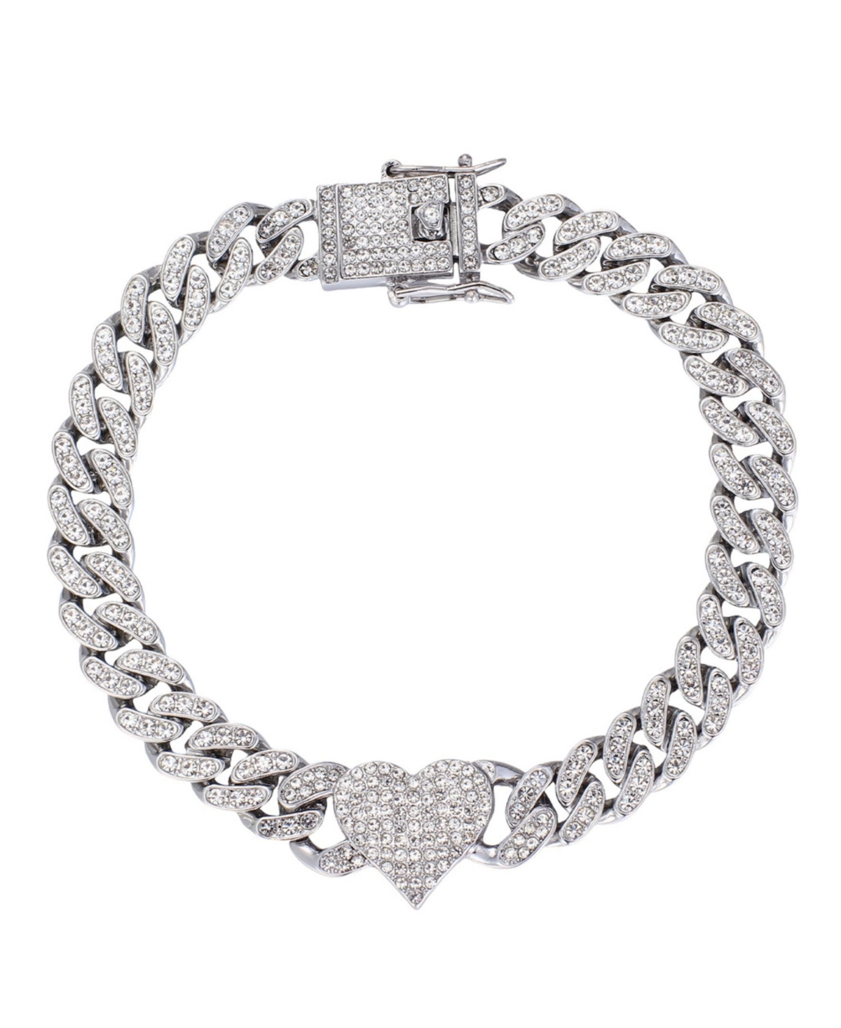 Click here for Adornia Silver Cubic Zirconia Chunky Heart Curb Ch... prices