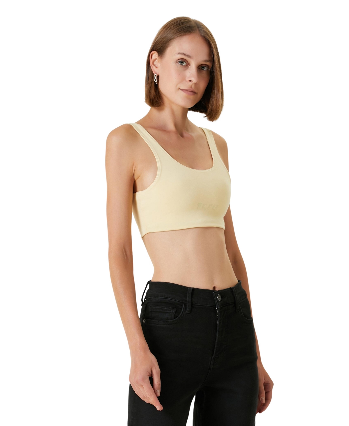 Click here for Pcfg Womens Cotton-Blend Wire-Free Yoga Bra - Beig... prices