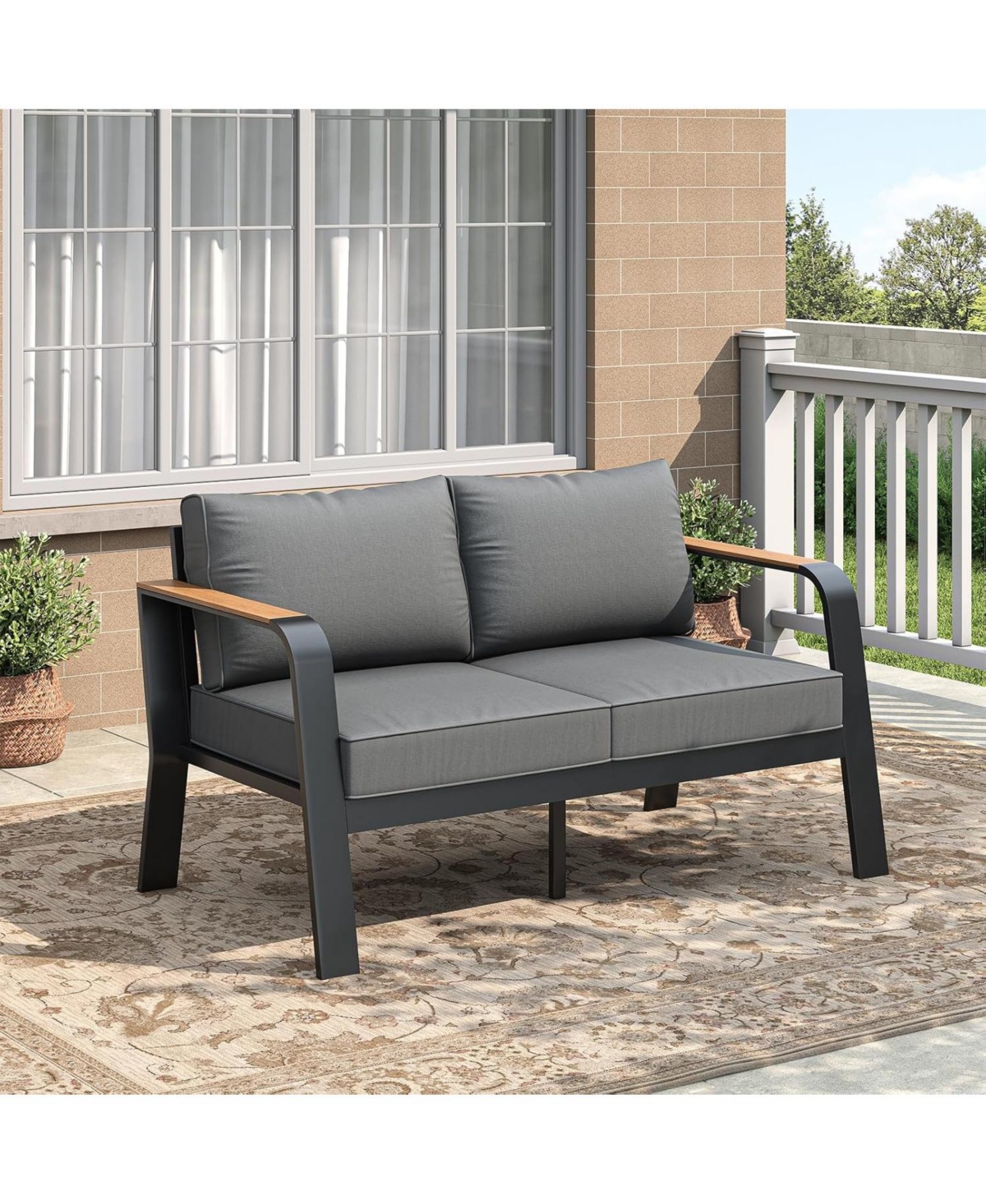 Click here for gaomon Outdoor 2-Seat Aluminum Patio Sofa Chair  O... prices