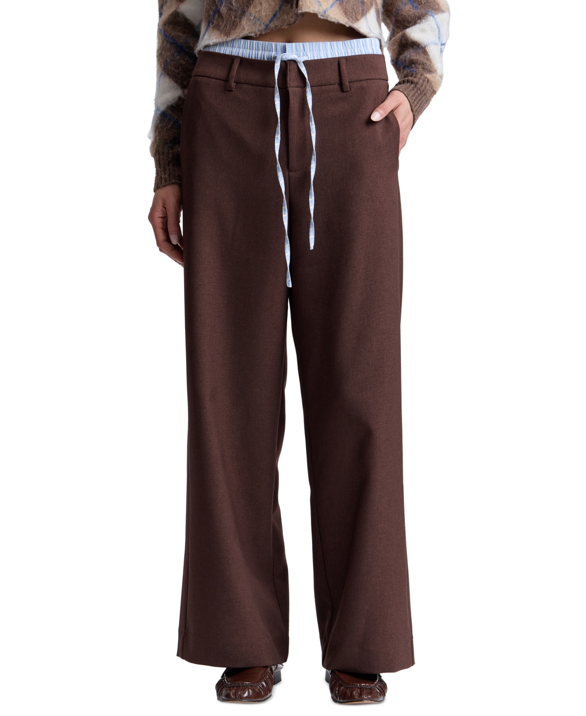 Click here for Avec Les Filles Womens Double-Waistband Wide-Leg P... prices