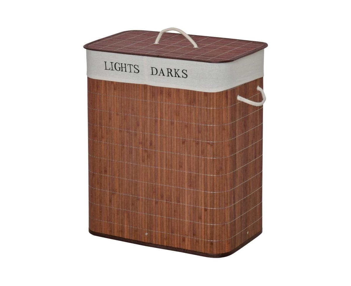 Click here for Viyet Divided Bamboo Laundry Hamper with Lid - 2-S... prices
