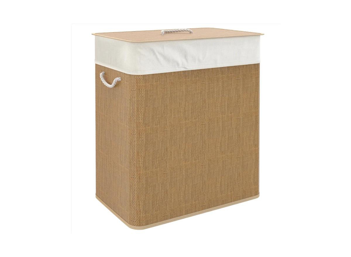 Click here for Viyet Divided Bamboo Laundry Hamper with Lid - 2-S... prices