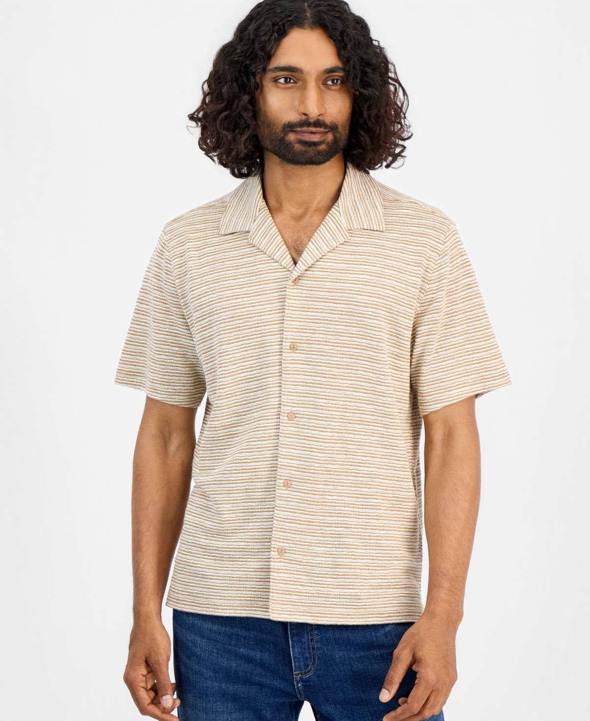 Click here for Sun + Stone Mens Short-Sleeve Wave Textured Camp C... prices