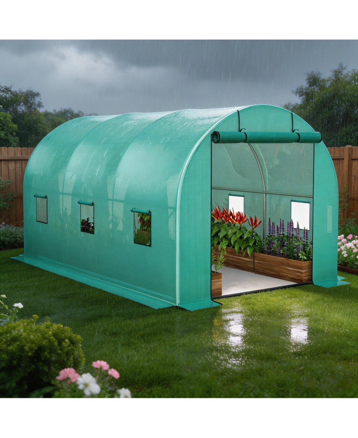 Click here for homfan Walk In Greenhouse with Steel Frame Plaid P... prices