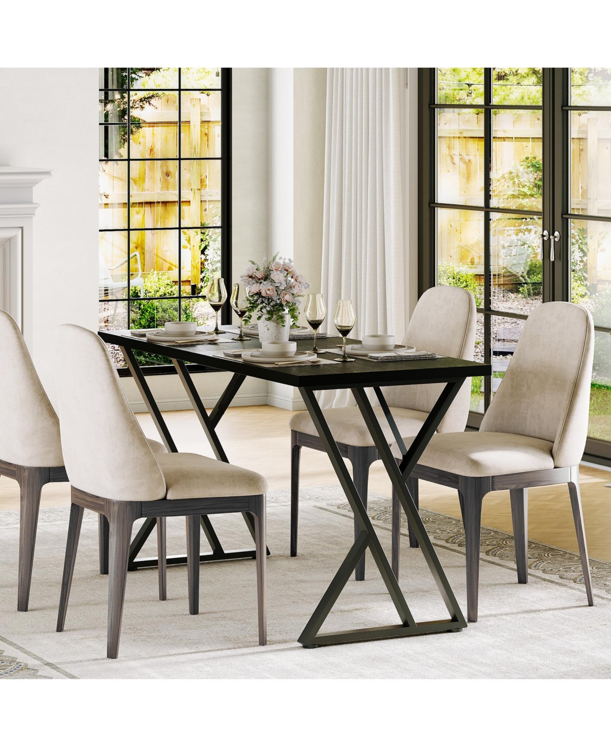 Click here for homfan Industrial Rectangular Dining Table for 4... prices