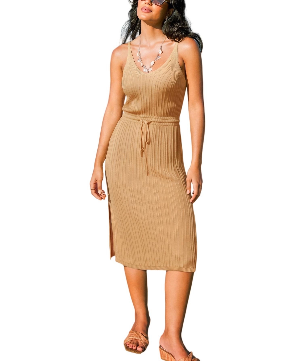 Click here for Cupshe Womens Caramel Ribbed Knit Drawstring Waist... prices