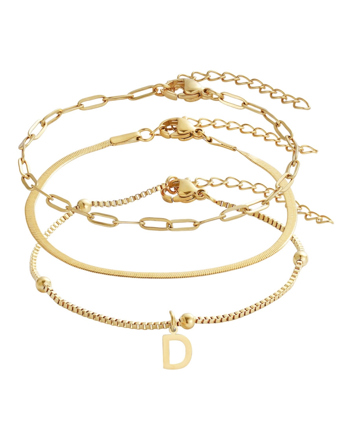 Click here for Adornia Tarnish Resistant Gold Set of 3 Chain Brac... prices