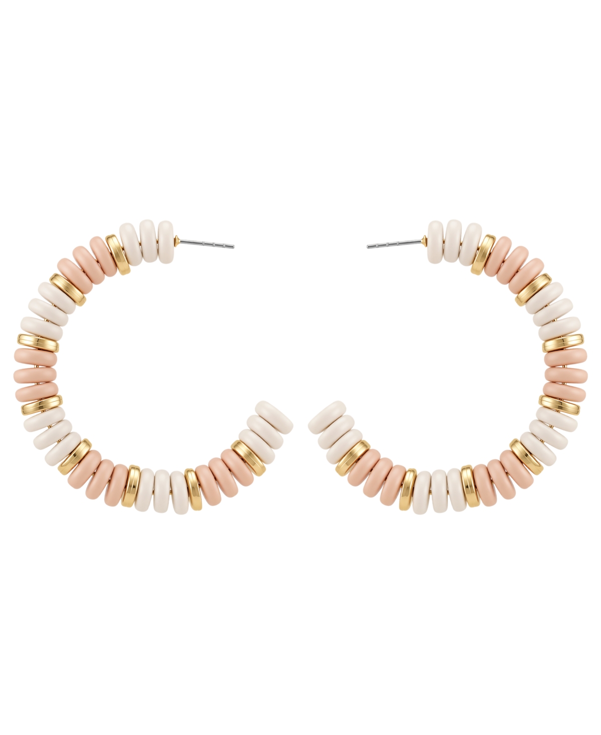 Click here for Guess Gold-Tone White & Pink Stone Hoop Earrings -... prices