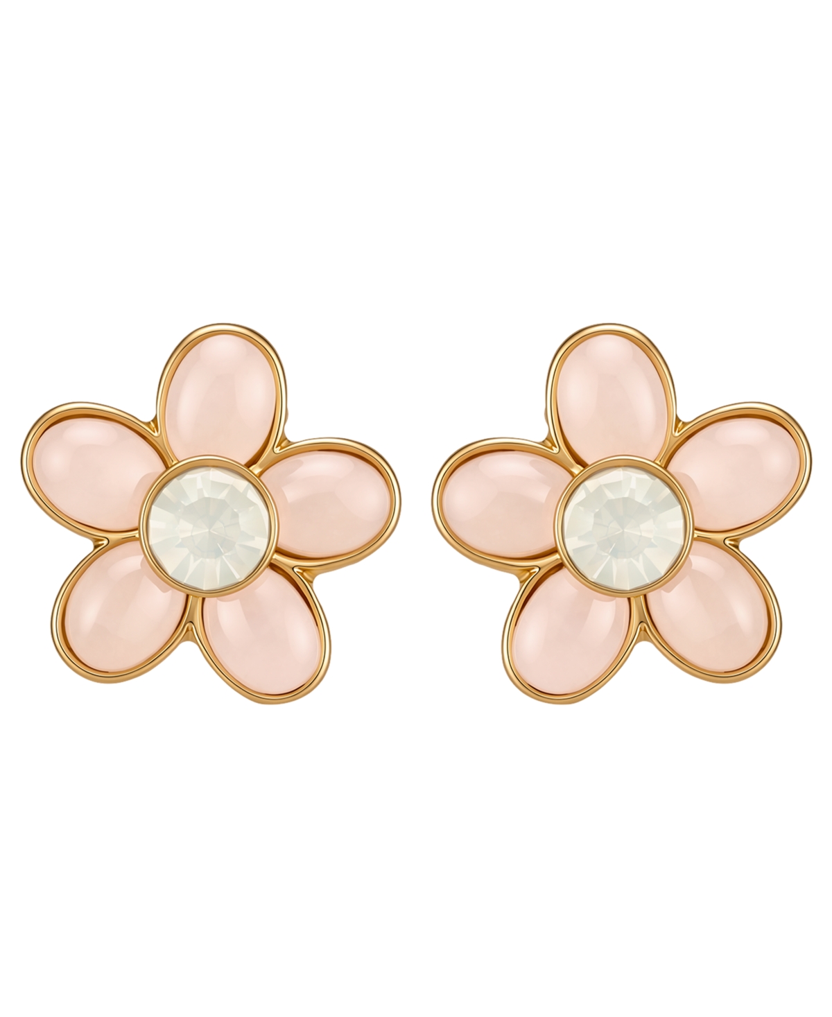 Click here for Guess Gold-Tone Rose Quartz & White Opal Stone Flo... prices