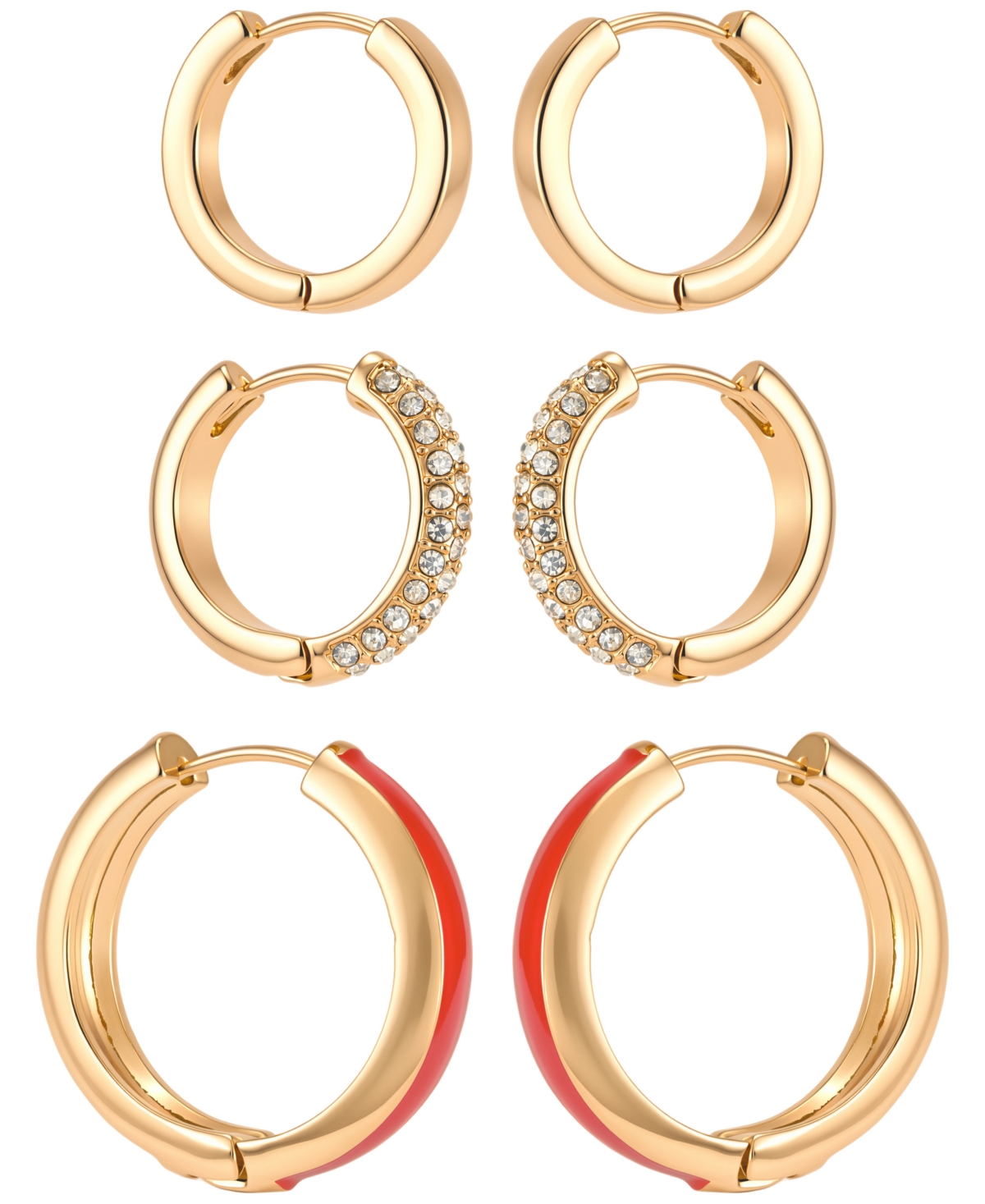 Click here for Guess Gold-Tone Crystal Stone Hoop Earrings  3-Pie... prices