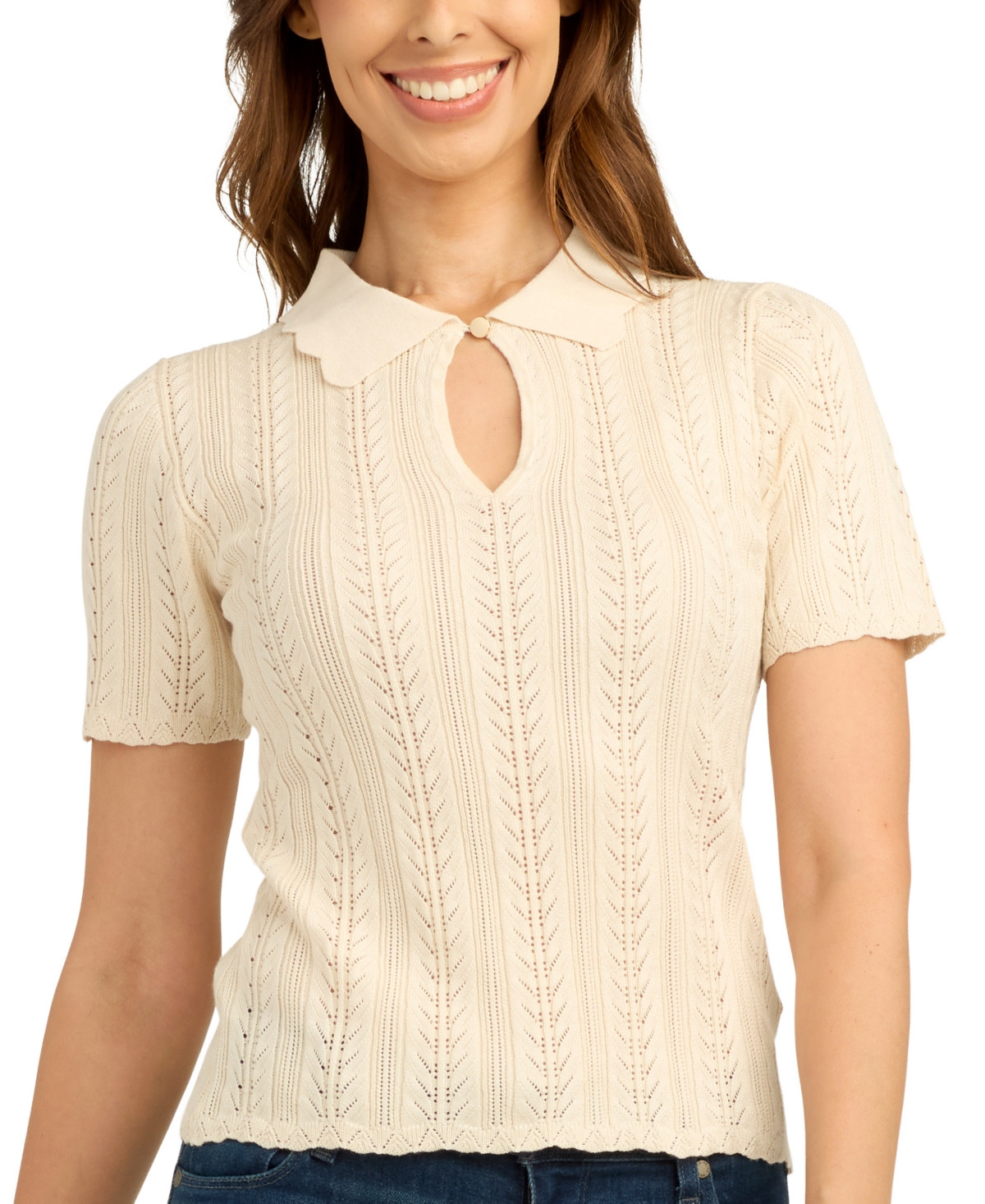 Click here for Bcx Womens Pull-On Polo Collar Sweater - Champagne prices