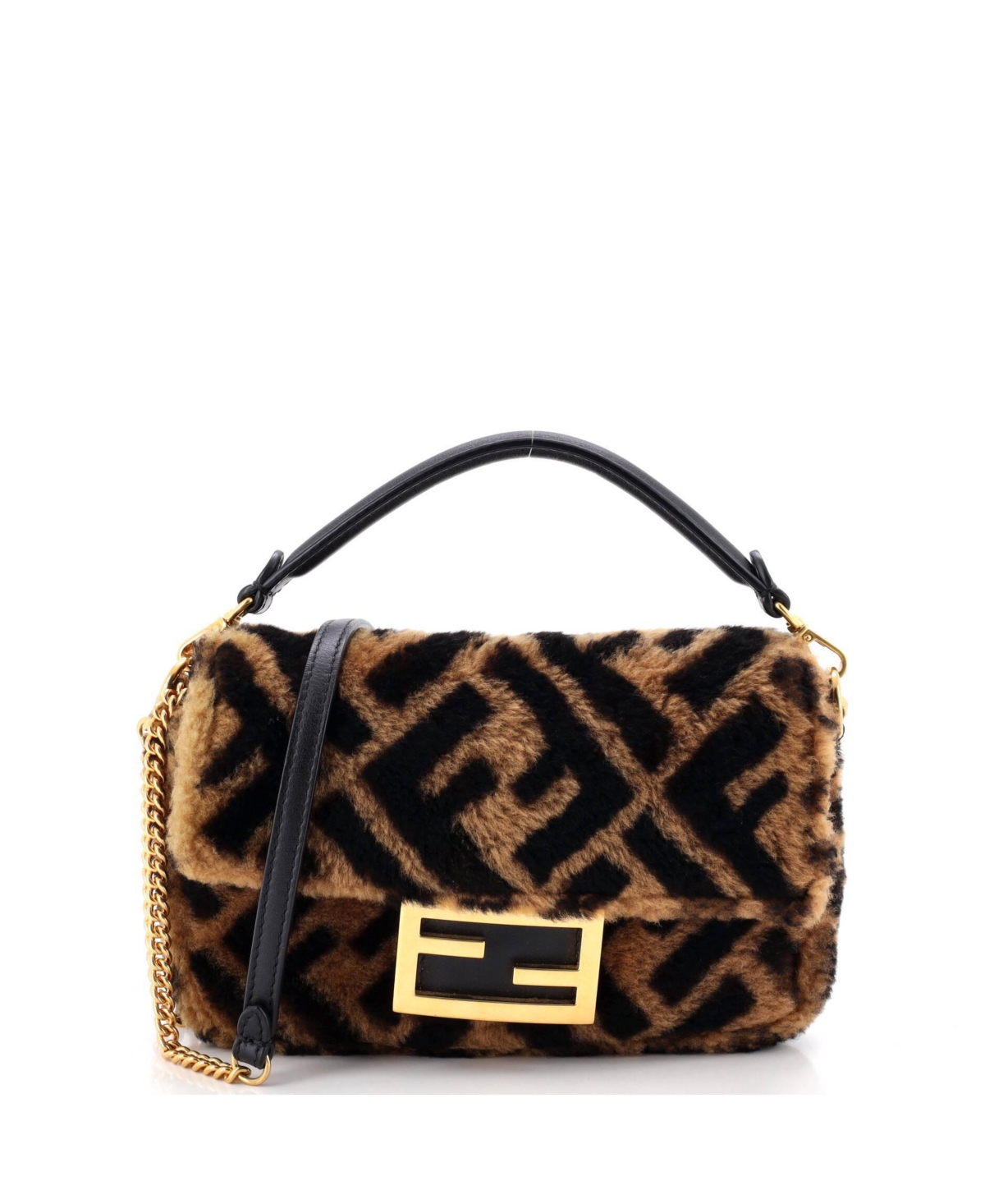 Click here for Pre-Owned Fendi Mini Baguette Nm Bag Zucca Shearli... prices