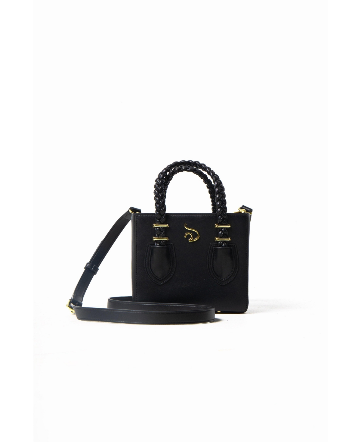 Click here for Mesan Womens Boxy Tote with Gold Hardware - Black prices