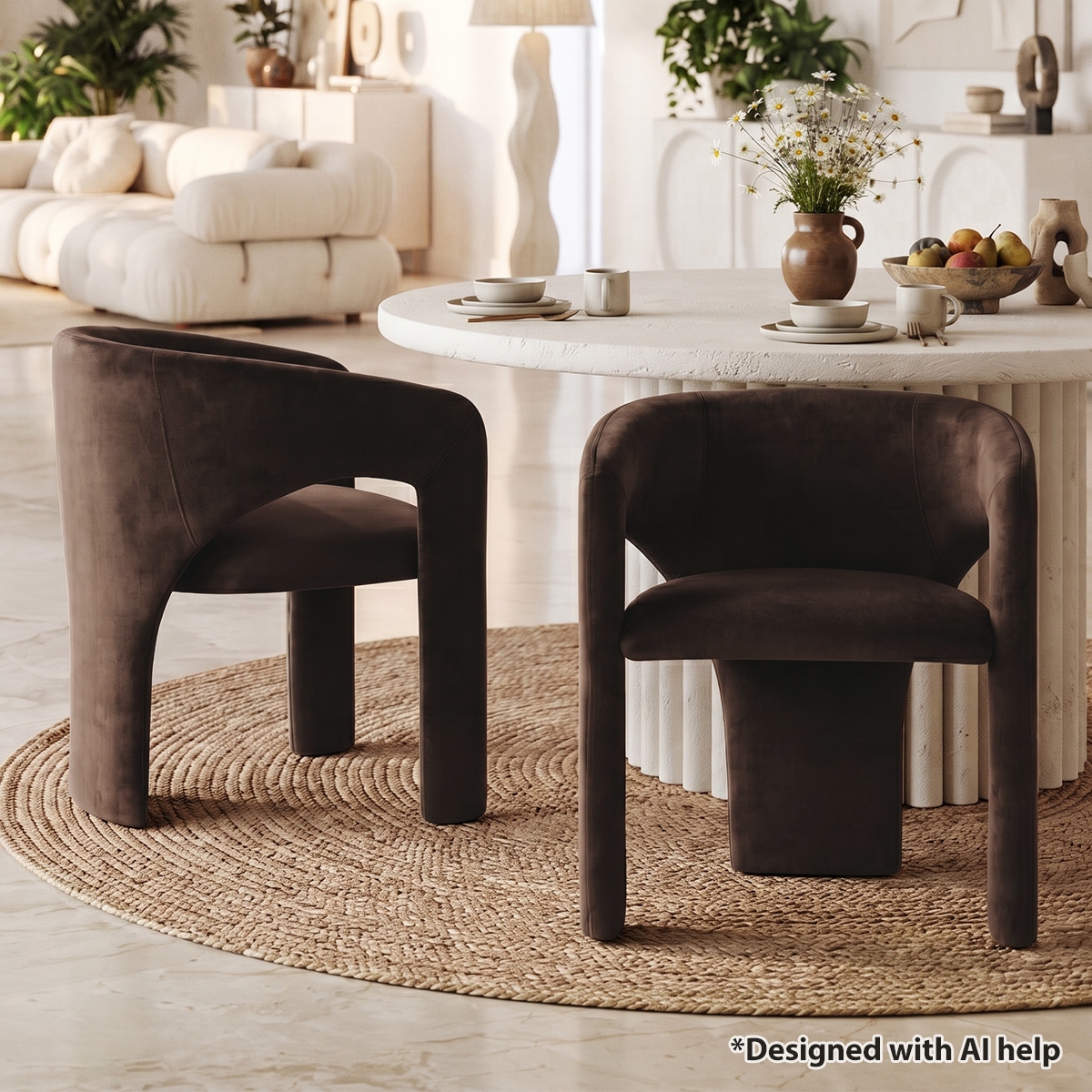 Click here for Maison Boucle Modern Velvet Barrel Dining Chairs S... prices