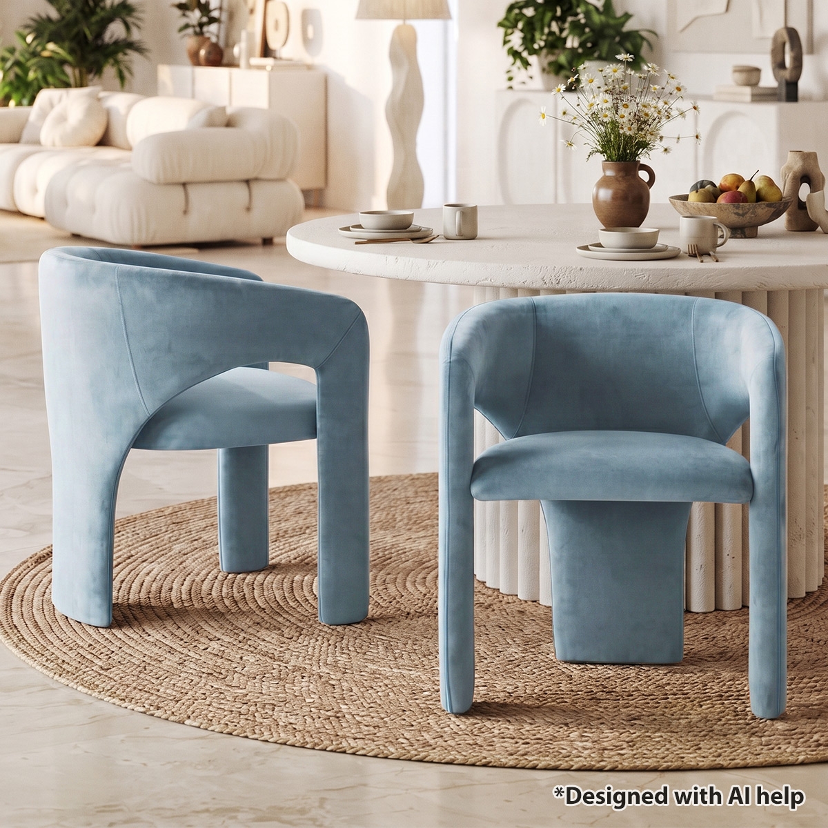 Click here for Maison Boucle Modern Velvet Barrel Dining Chairs S... prices