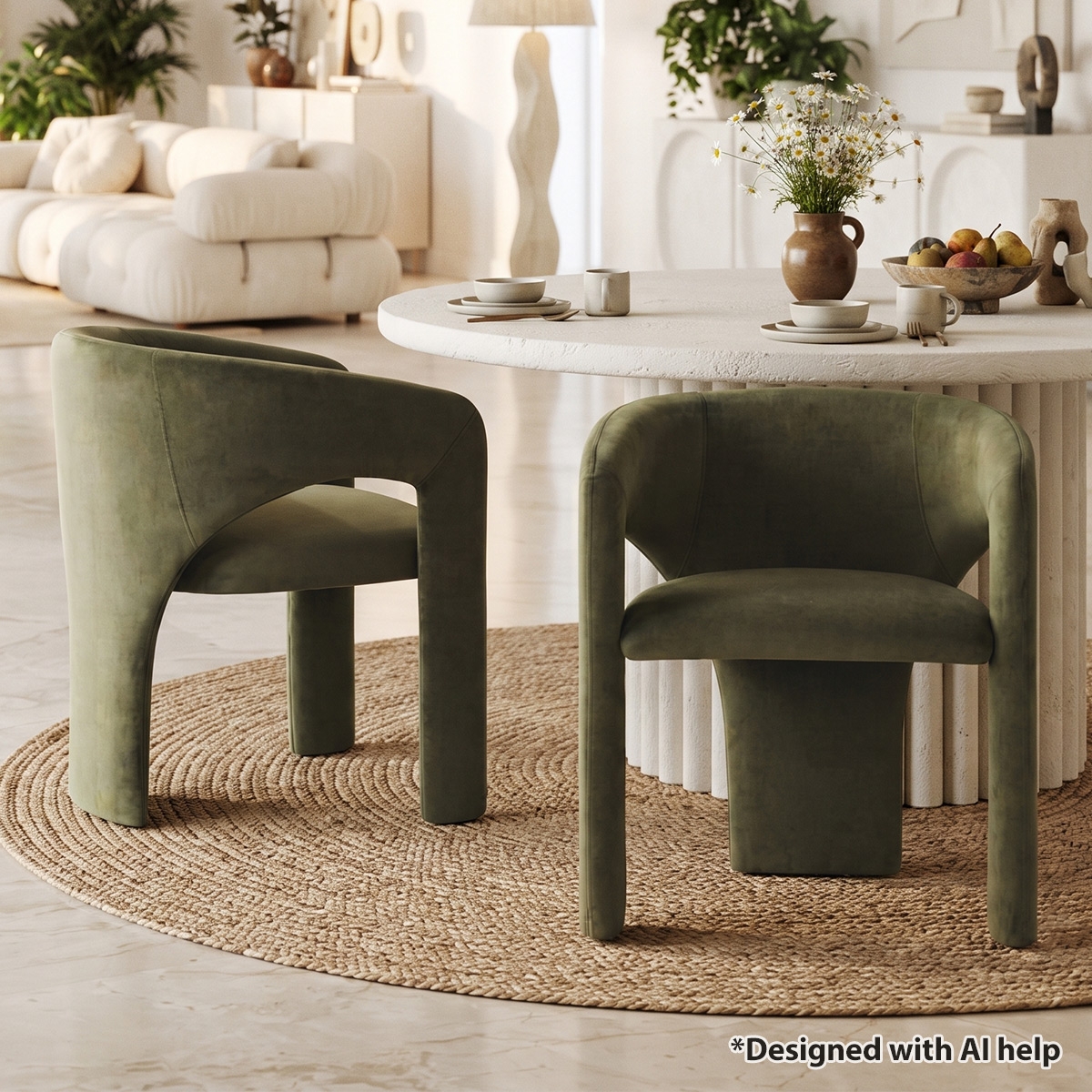Click here for Maison Boucle Modern Velvet Barrel Dining Chairs S... prices