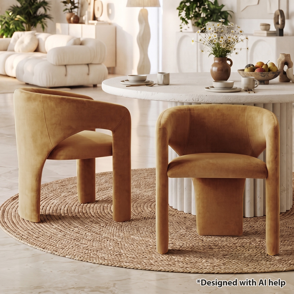 Click here for Maison Boucle Modern Velvet Barrel Dining Chairs S... prices