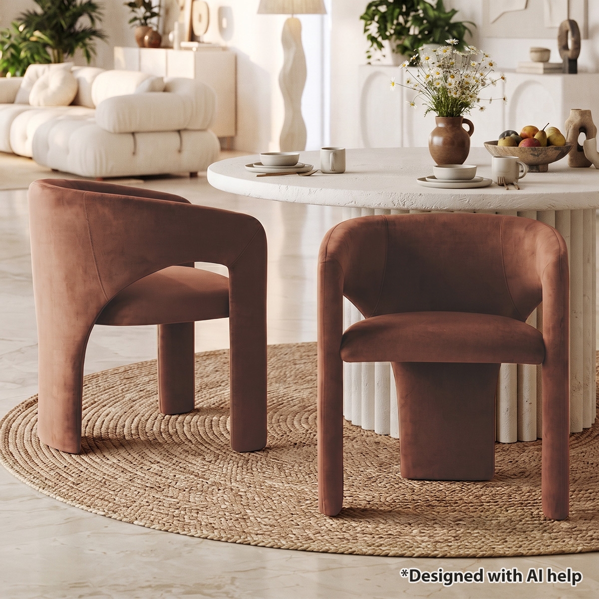 Click here for Maison Boucle Modern Velvet Barrel Dining Chairs S... prices