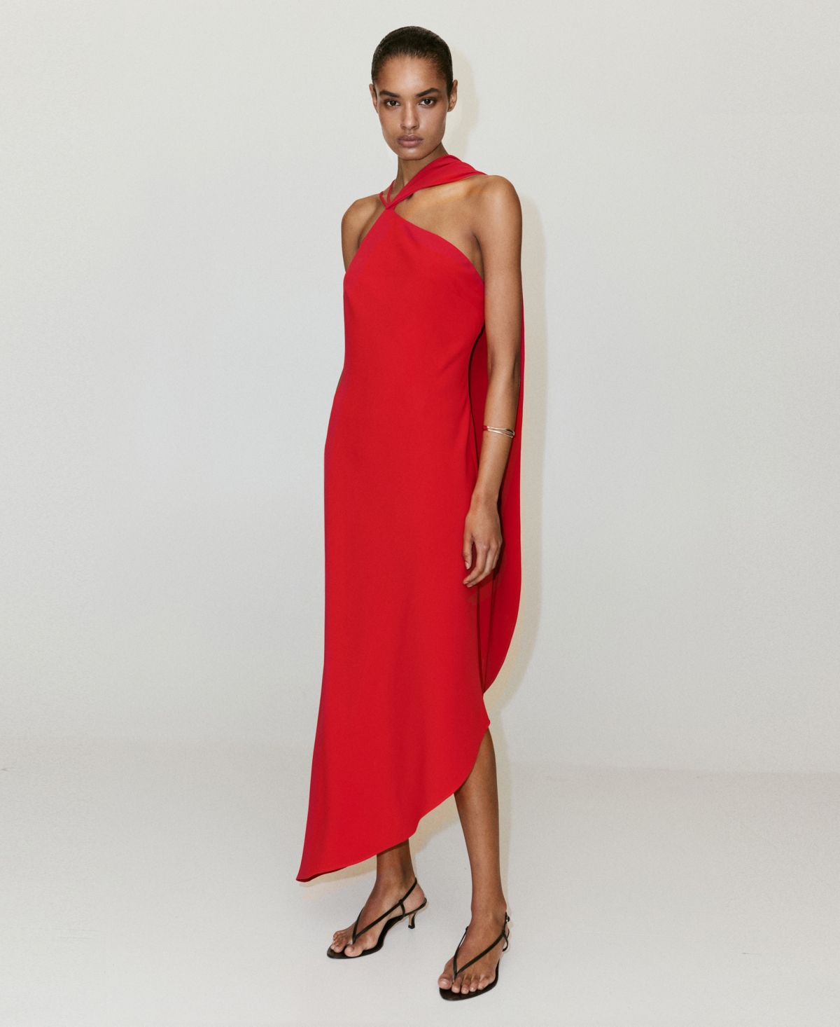 Click here for Mango Womens Asymmetrical Scarf Dress - Red prices