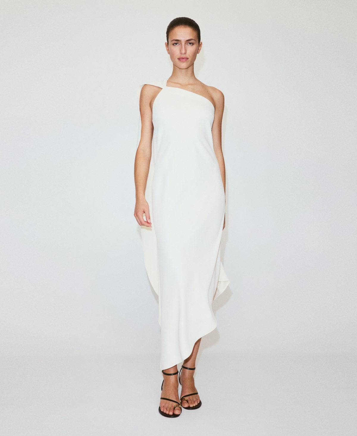 Click here for Mango Womens Asymmetrical Scarf Dress - Light Beig... prices