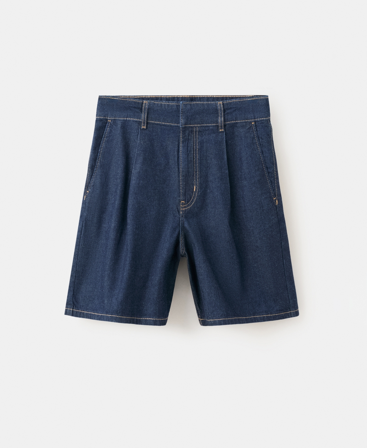 Click here for Mango Womens Mid-Rise Pleats Denim Bermuda Shorts... prices
