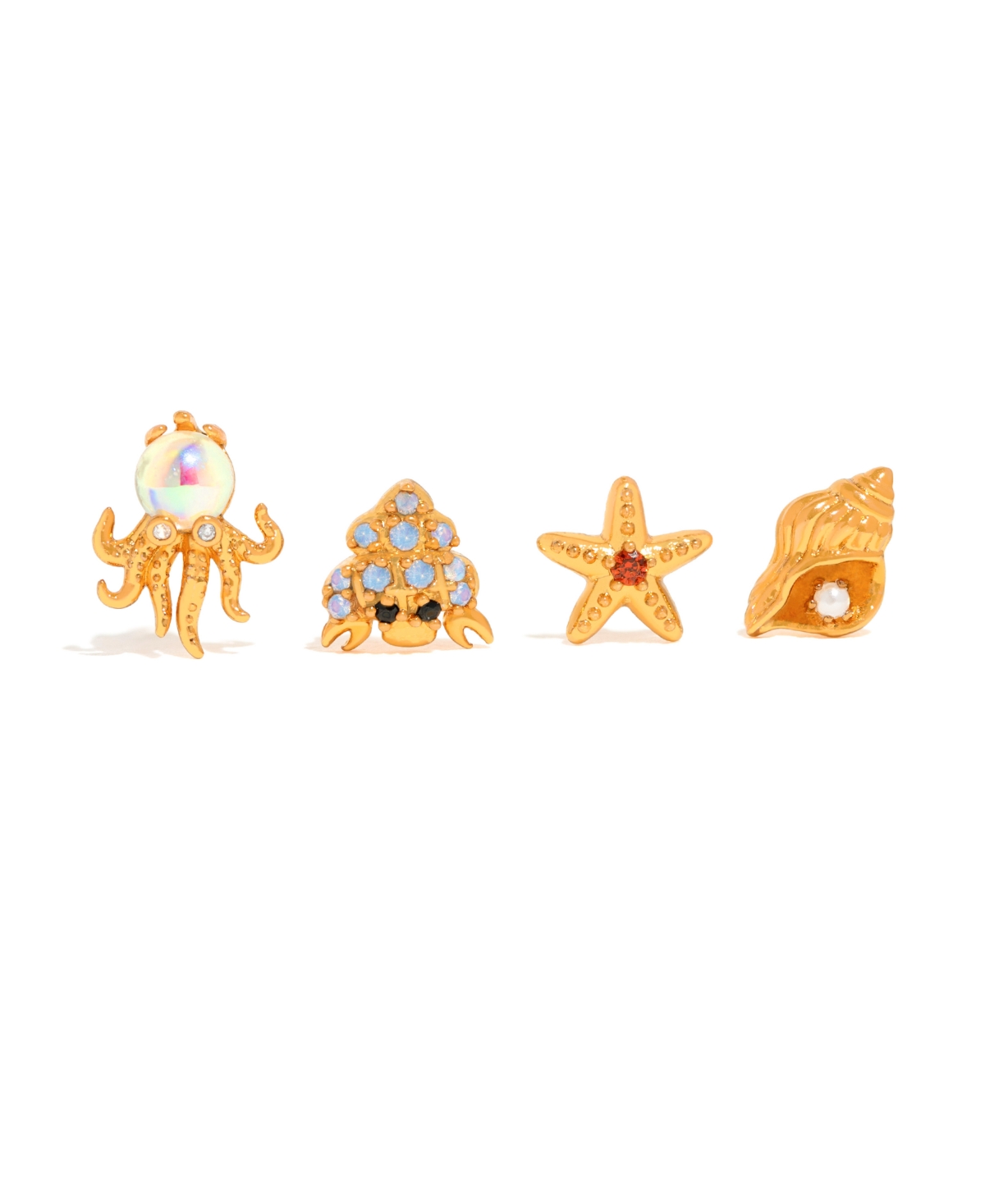 Click here for Girls Crew Crystal Sandbar Stud Earrings Set - Gol... prices