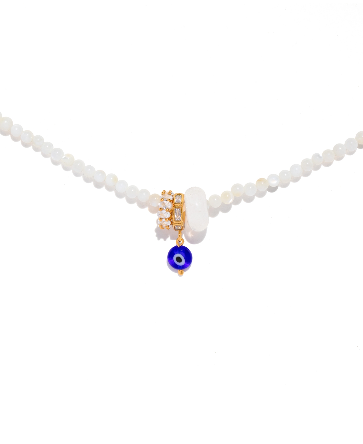 Click here for Girls Crew Crystal Evil Eye Charm Beaded Necklace... prices
