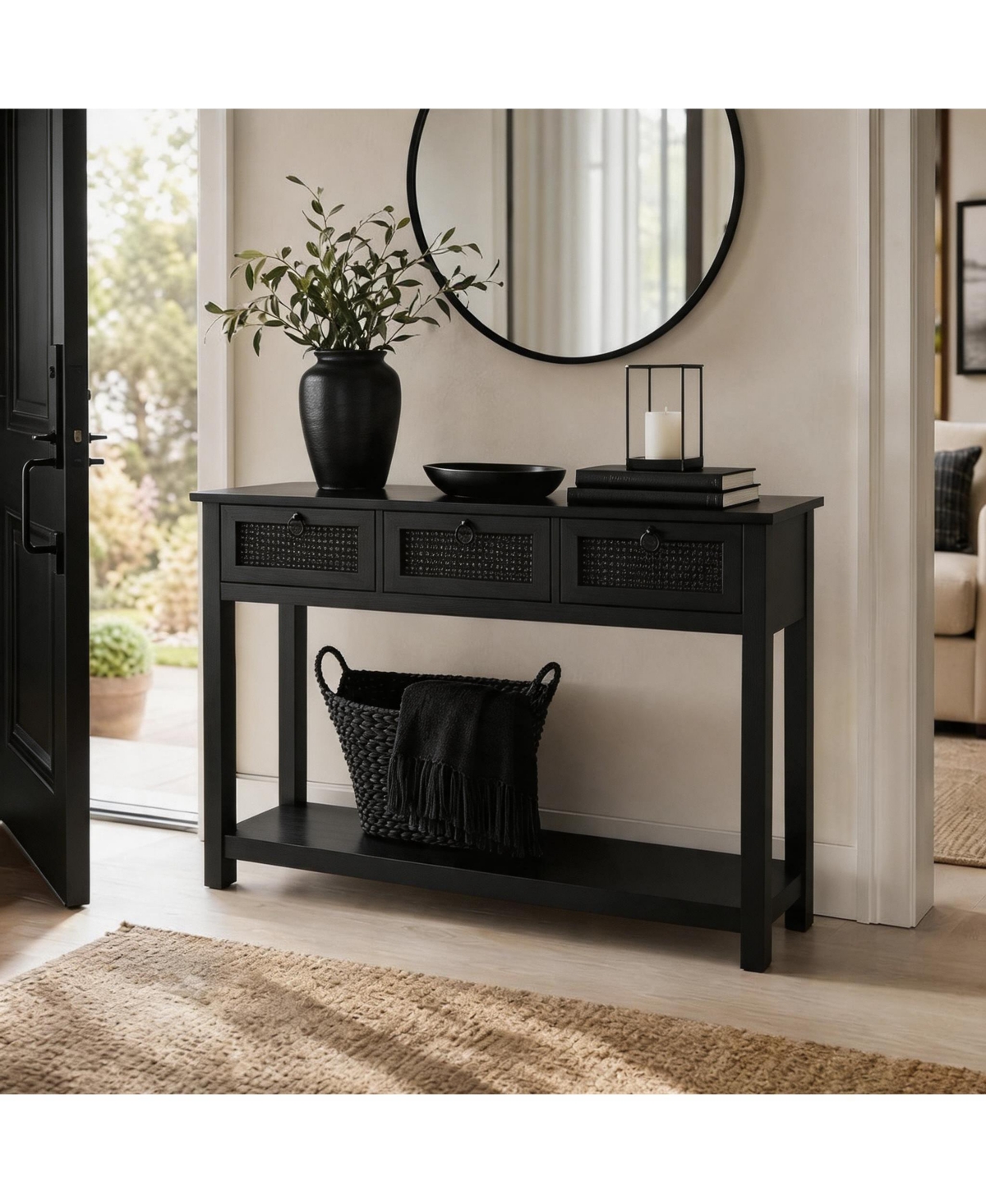 Click here for homfan 3-Drawer Rattan Console Table  Entryway Sof... prices
