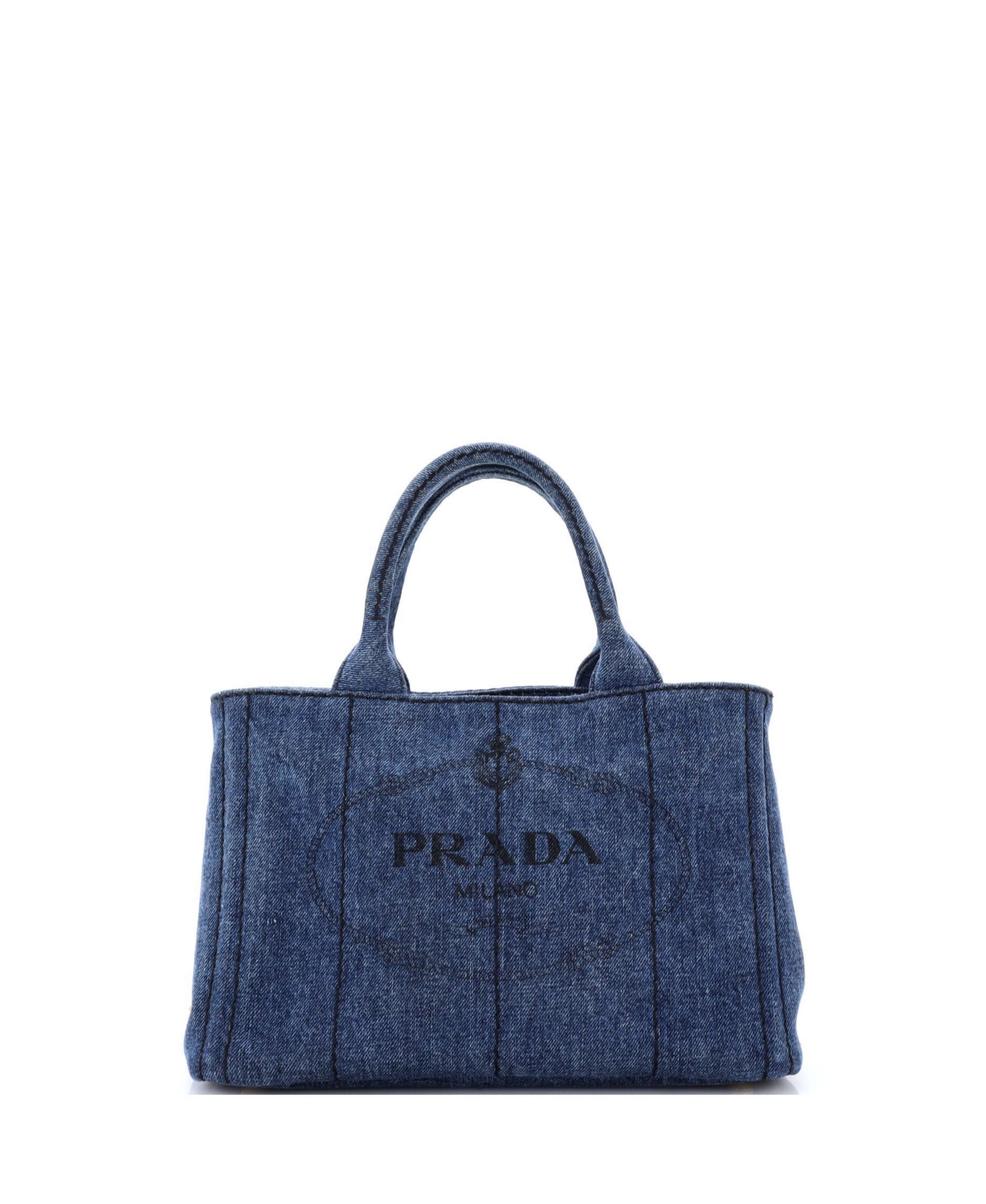 Click here for Pre-Owned Prada Mini Canapa Convertible Tote Denim... prices