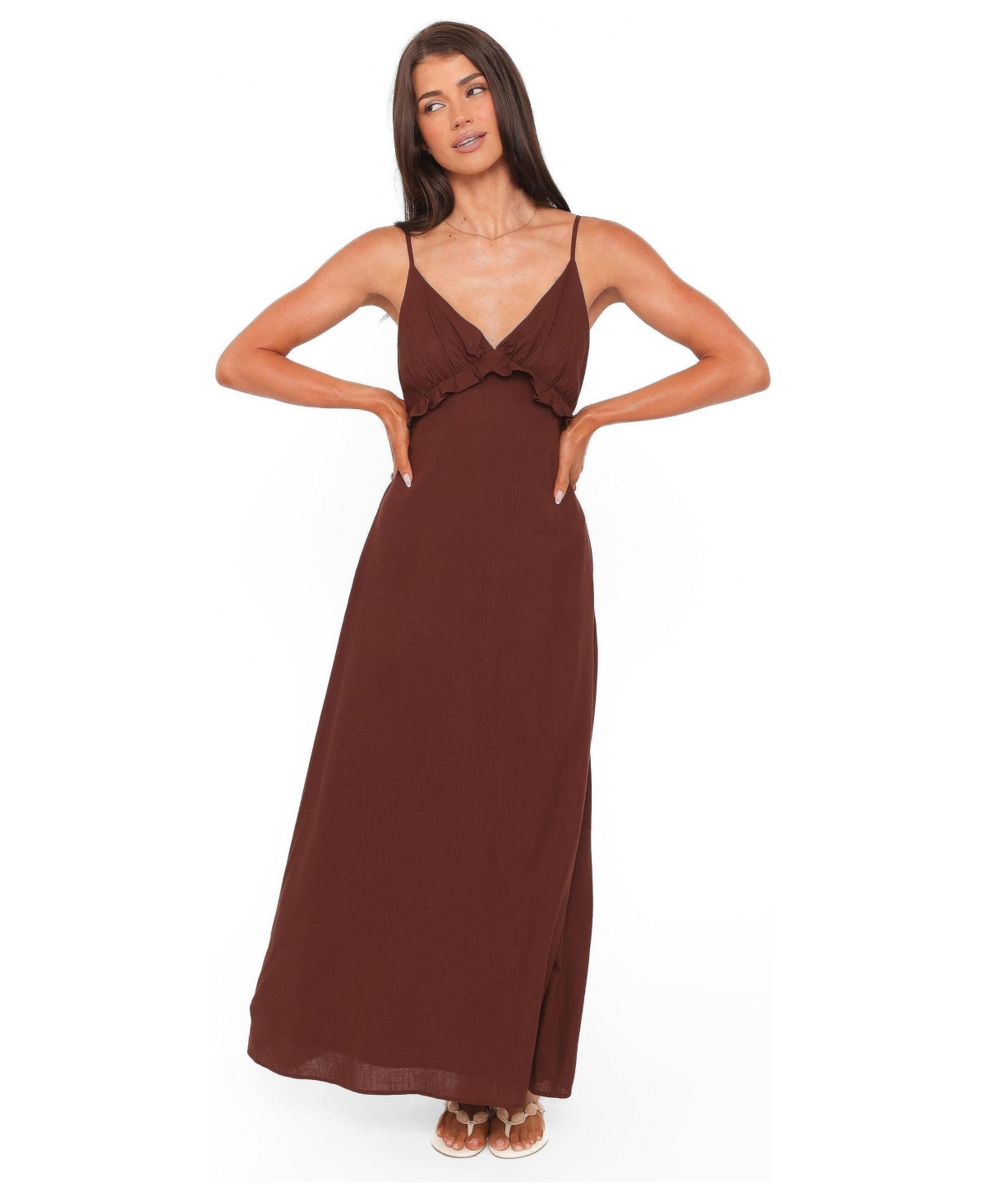 Click here for Petal and Pup Womens Lorella Midi Dress - Dark bro... prices