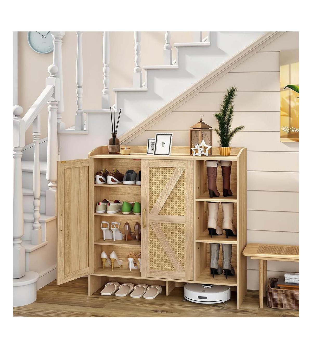 Click here for Slickblue Rattan Style 4-Tier Shoe Cabinet for Hom... prices