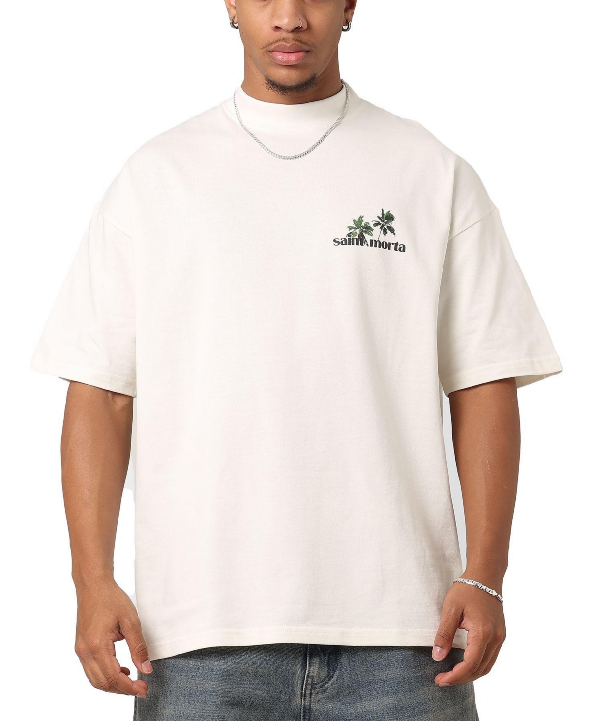 Click here for Saint Morta Mens Paradise Mock Neck T-Shirt - Off-... prices