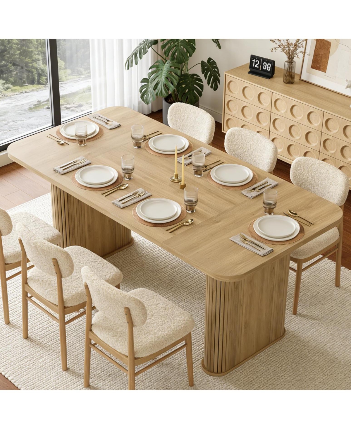 Click here for homfan Dining Table for 6-8 People  62 Modern Tabl... prices