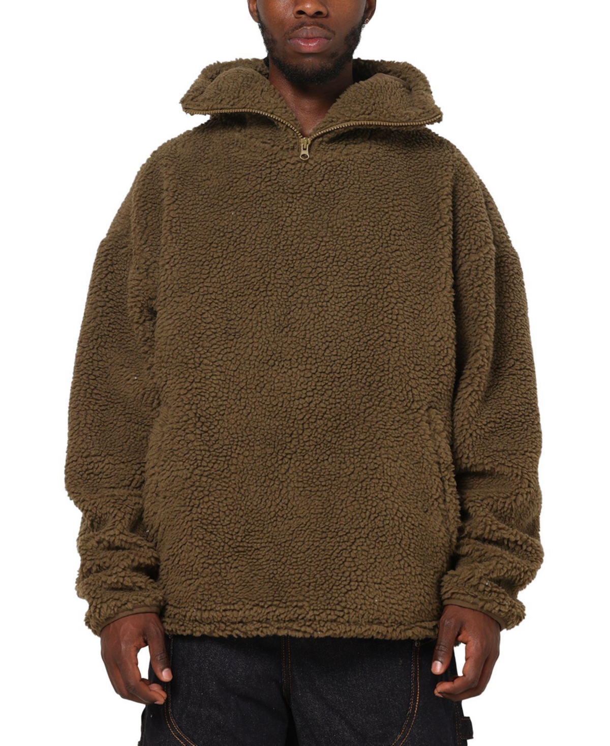 Click here for Carre Mens Sherpa Hooded Jumper - Brown prices