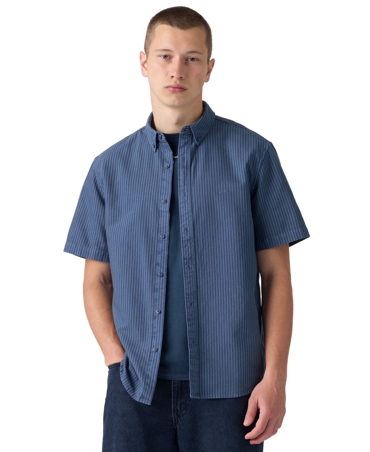 Click here for Levis Mens Point Collar Woven Shirt - Indigo prices