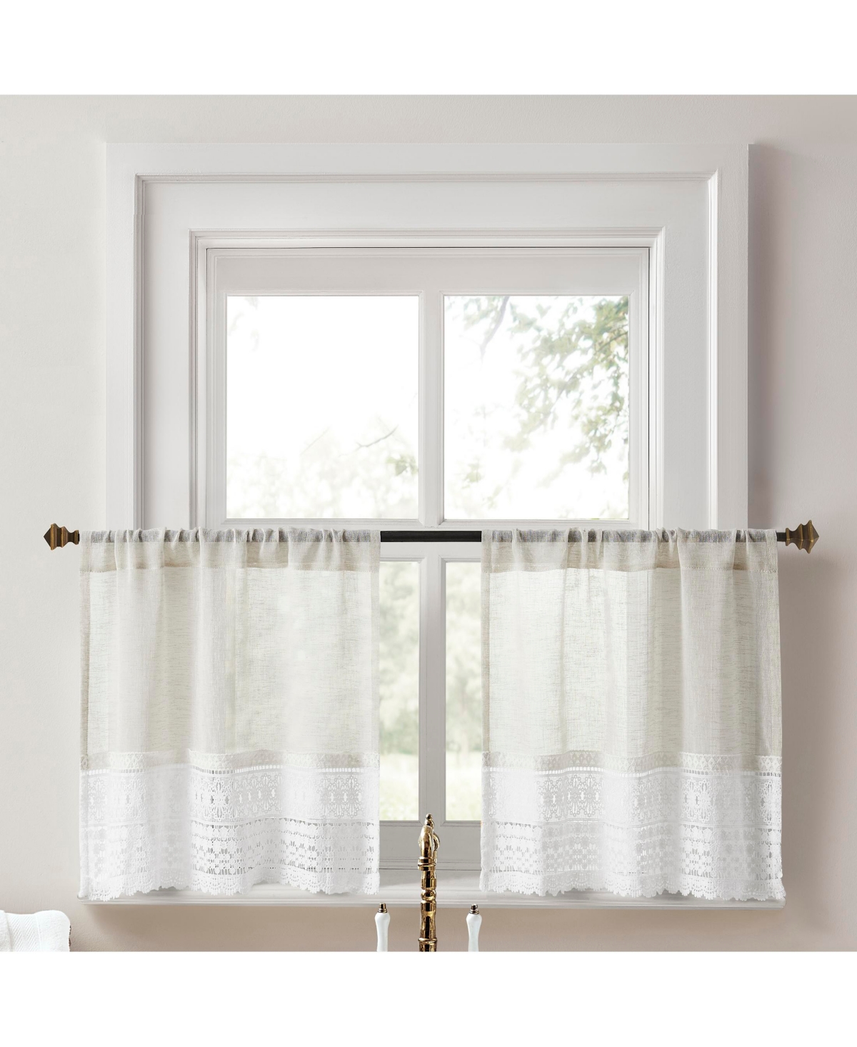 Click here for No. 918 Camille Macrame Lace Trim Sheer Rod Pocket... prices