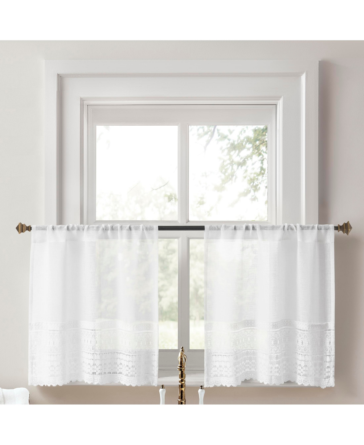 Click here for No. 918 Camille Macrame Lace Trim Sheer Rod Pocket... prices