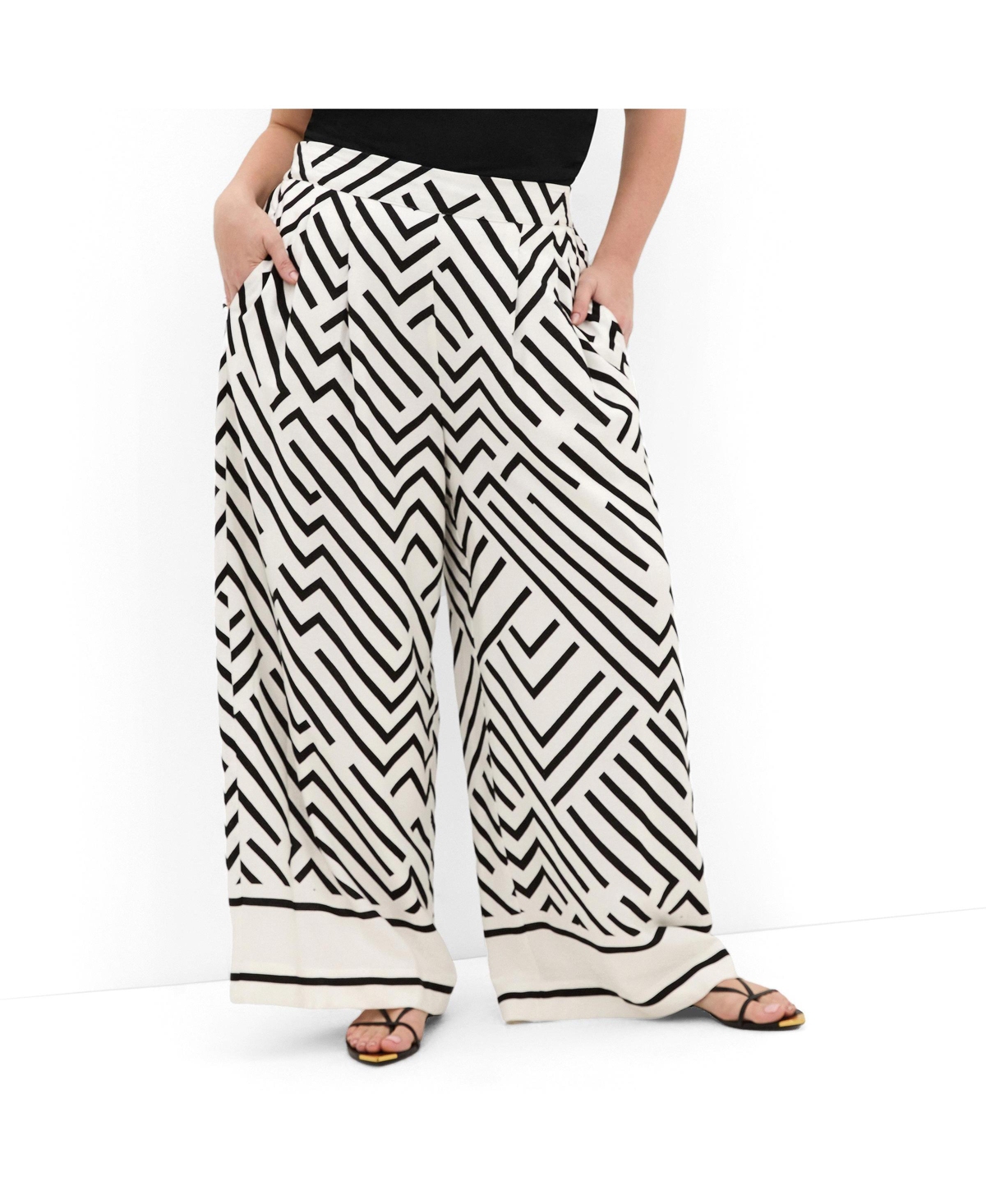 Click here for City Chic Womens Plus Size Linear Border Print Wid... prices