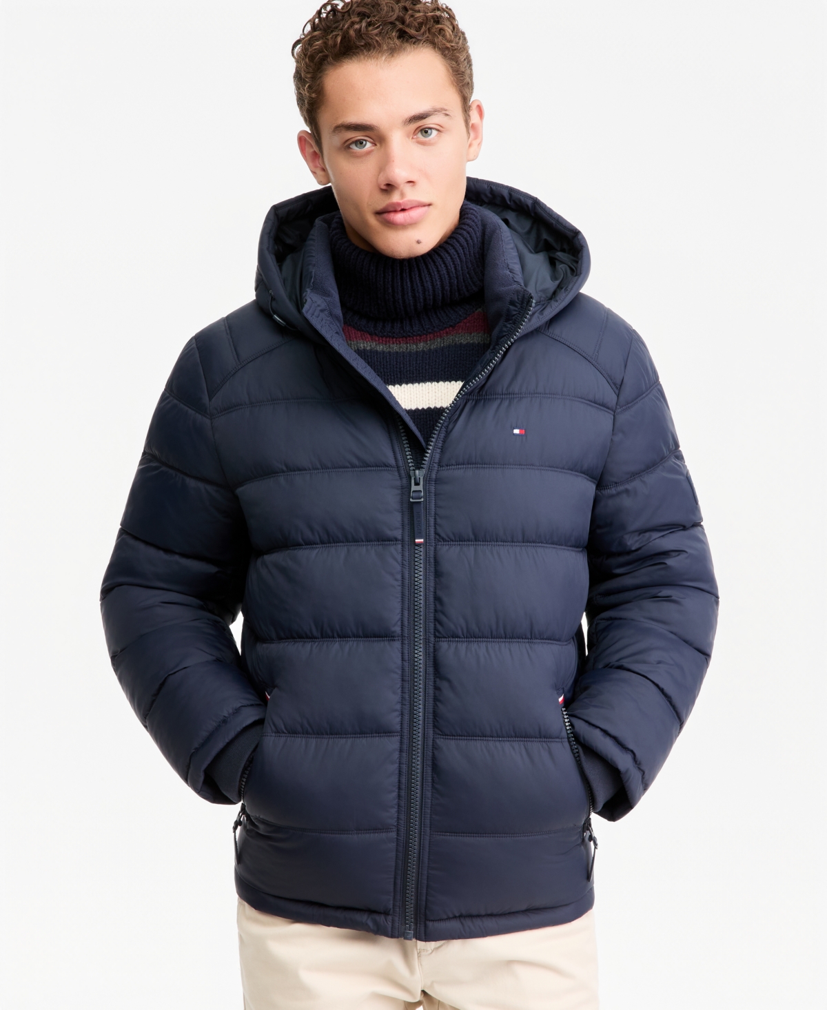 Click here for Tommy Hilfiger Mens Hooded Puffer Jacket - Midnigh... prices