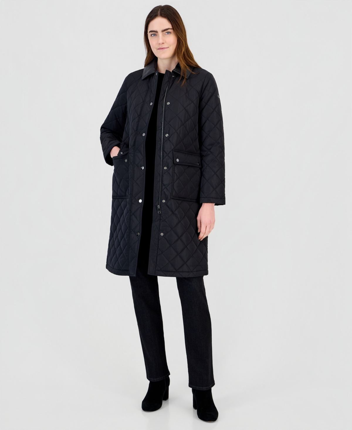 Click here for Calvin Klein Womens Long Quilted Coat - Black prices
