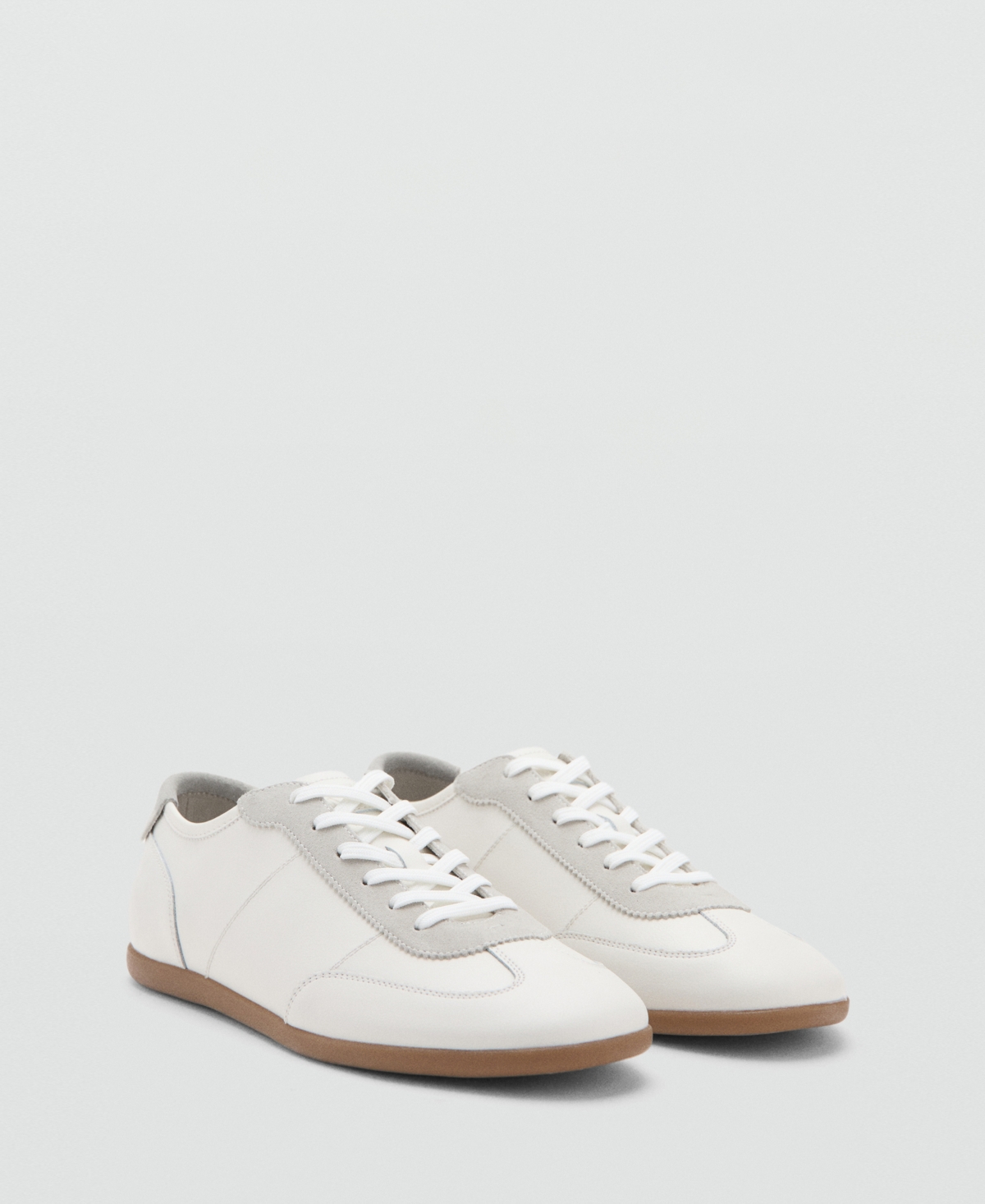 Click here for Mango Mens Leather Mixed Sneakers - White prices