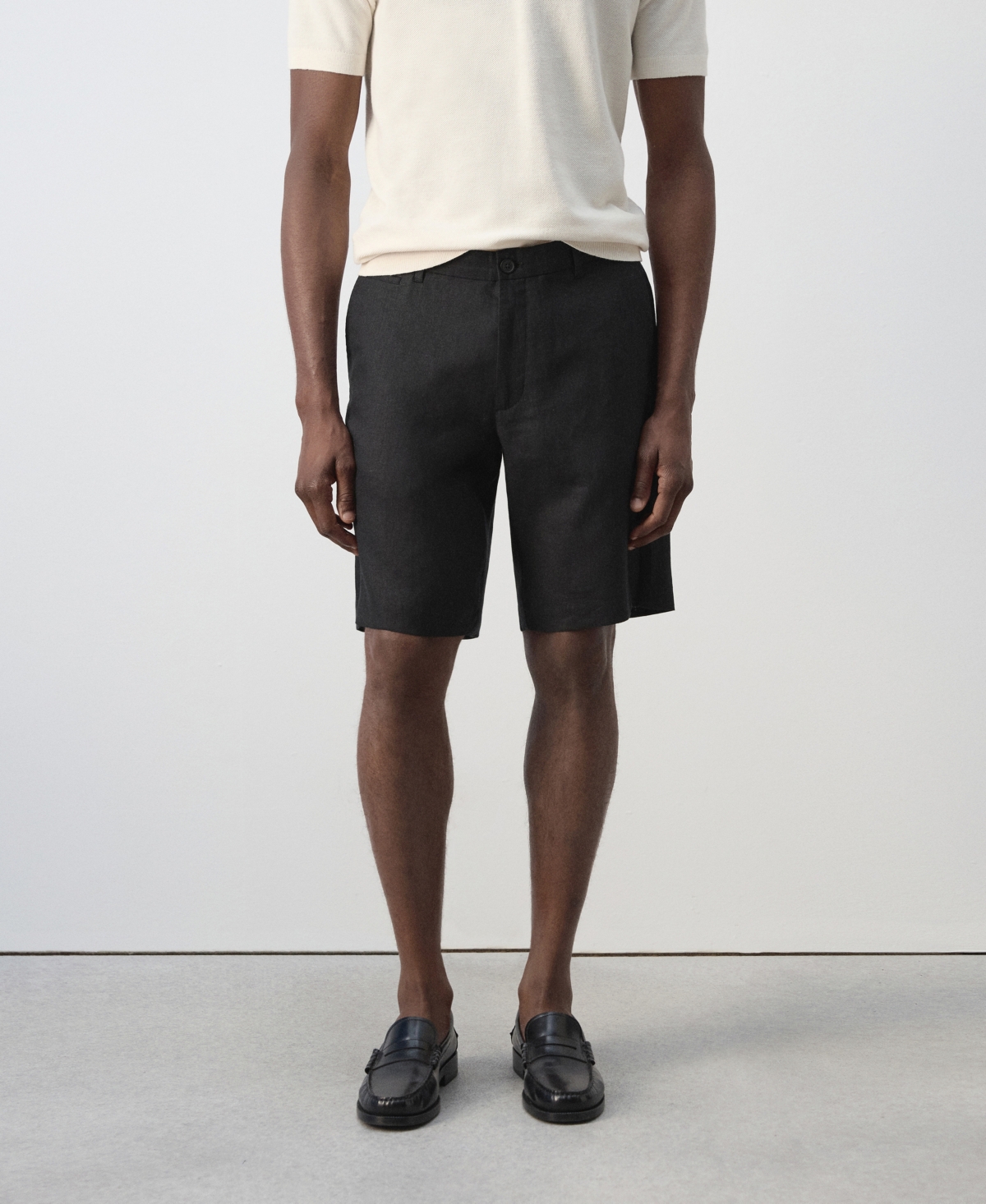 Click here for Mango Mens Slim-Fit Linen 9.84 Bermuda Shorts - Bl... prices