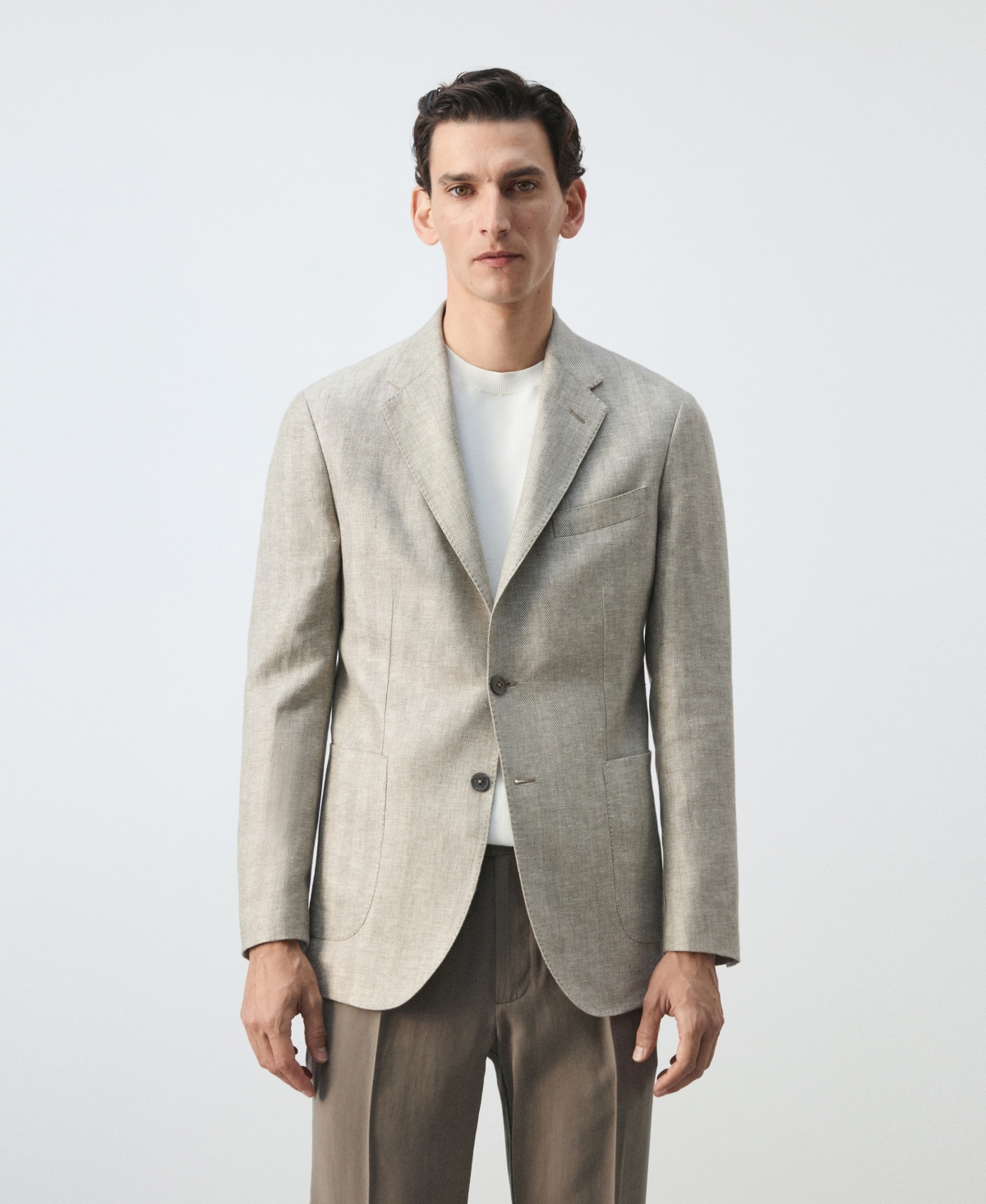 Click here for Mango Mens Slim-Fit Linen Blazer - Green prices