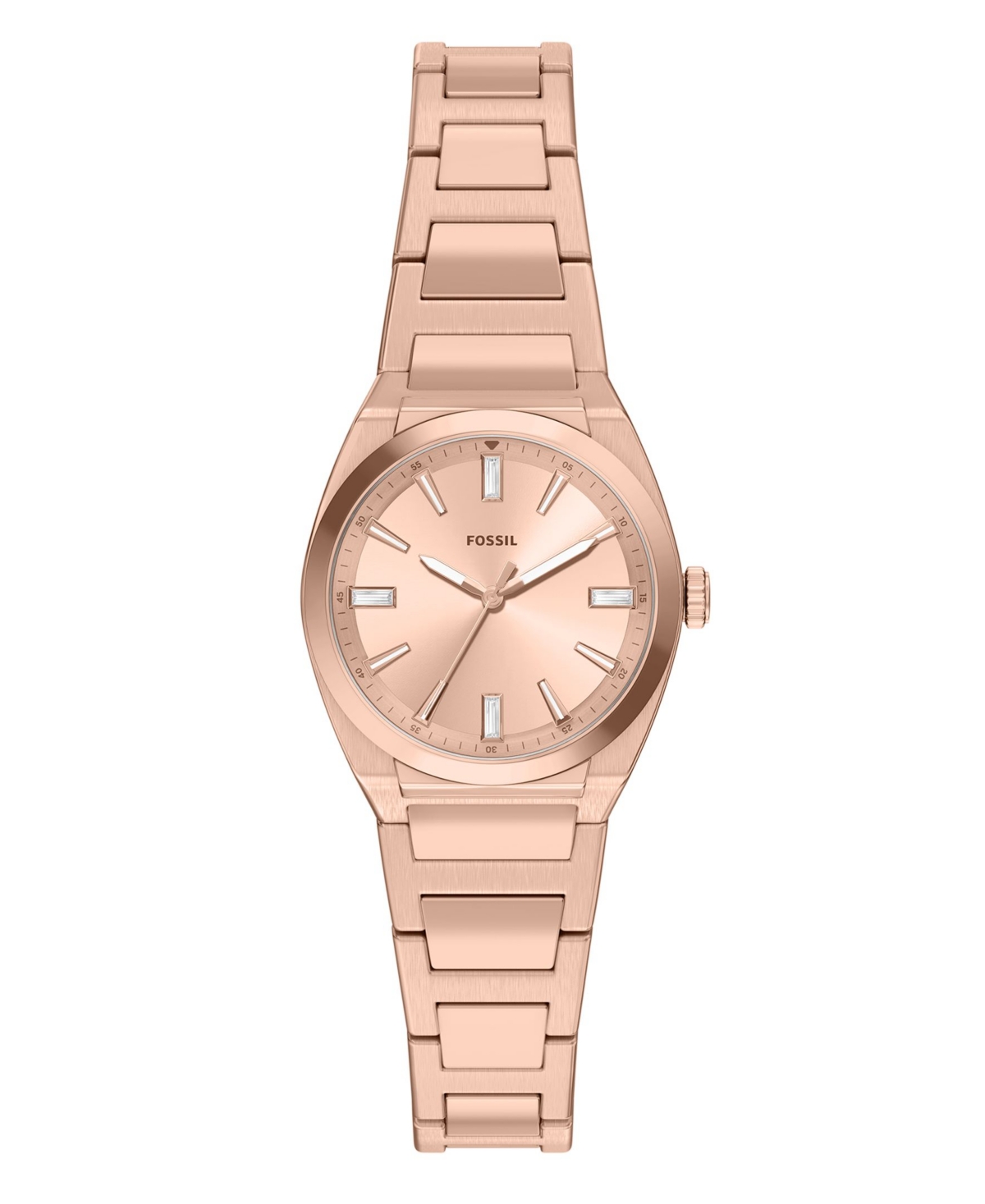 Click here for Fossil Womens Everett Three-Hand Rose Gold-Tone St... prices