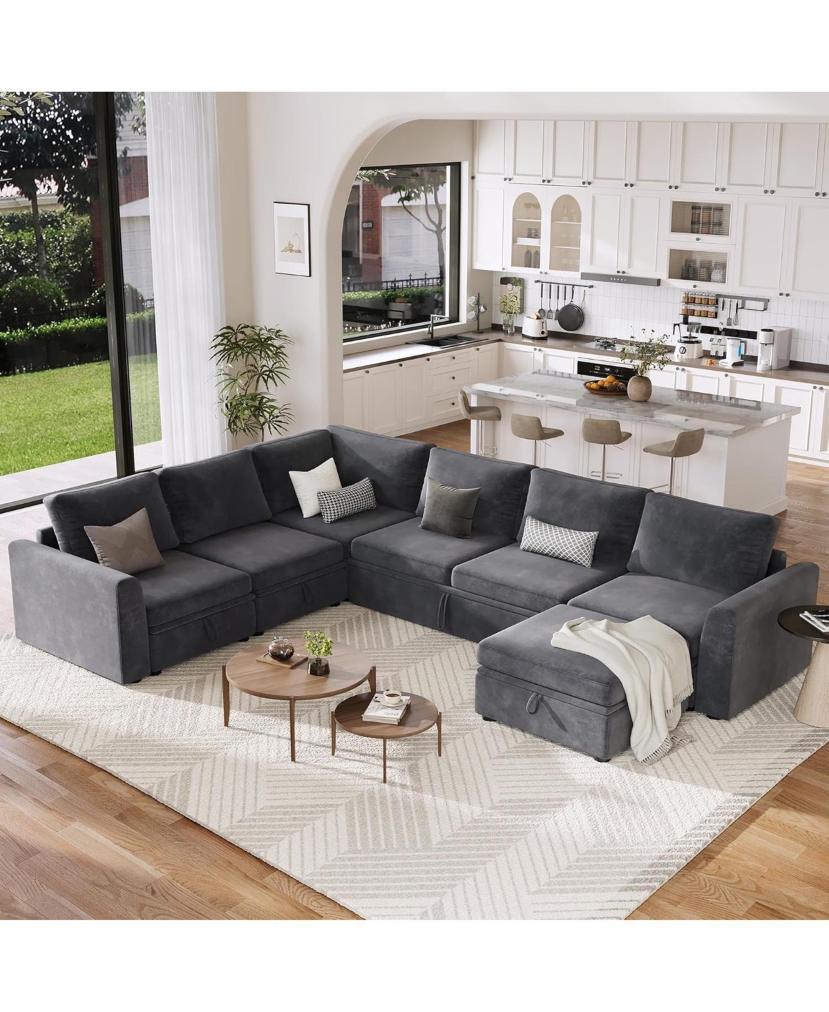 Click here for gaomon Chenille Fabric Sectional Couches with Pull... prices